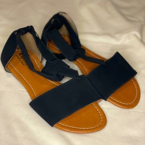 Rio | Shoes | Rio Style Made In Brazil Sandals Black Ankle Tie 5 | Poshmark